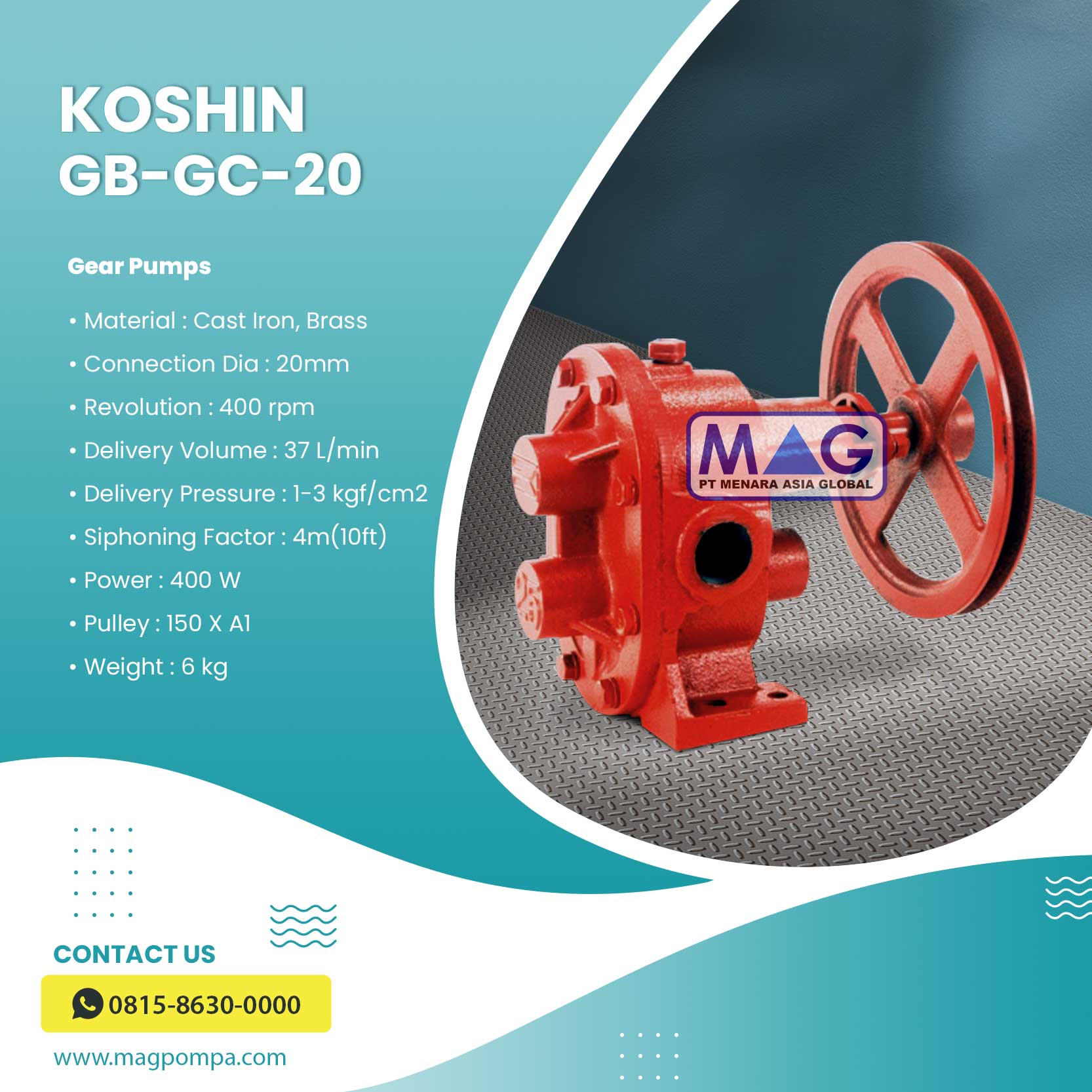 Gear Pump Koshin GC GB 20 Gear Pump Koshin GC GB 20