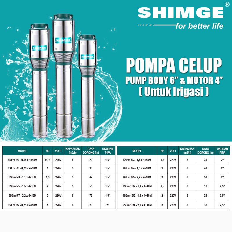 Pompa Celup Shimge Model 6SEm