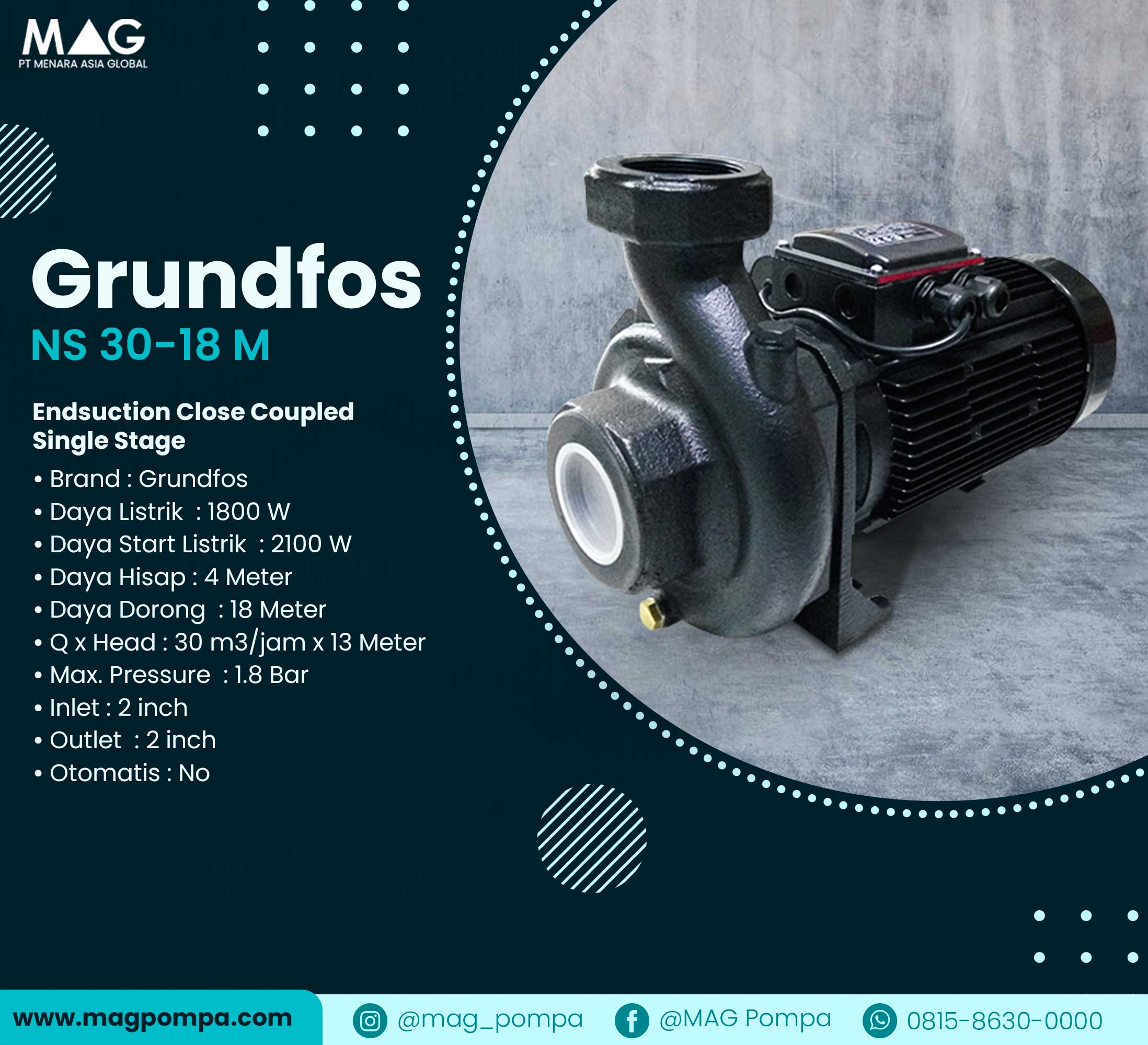 Grundfos NS 30-18, Endsuction Close Coupled Pump